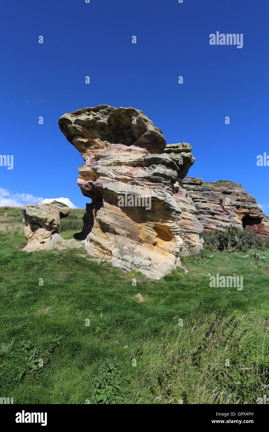 Caiplie Caves sandstone rock formation Fife Scotland August 2016 Stock ...