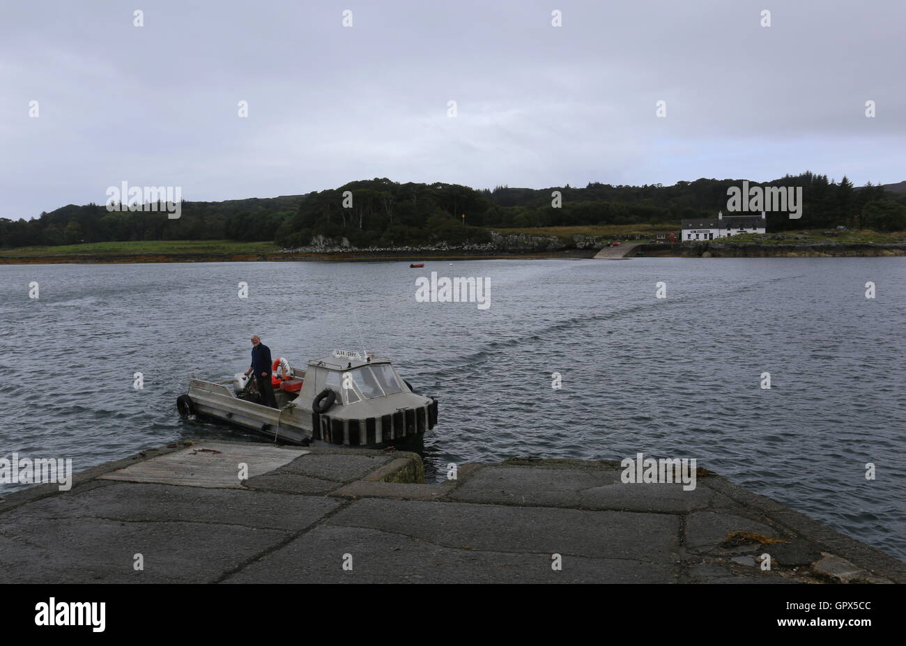 Ulva ferry arriving Isle of Mull Scotland September 2016 Stock Photo ...