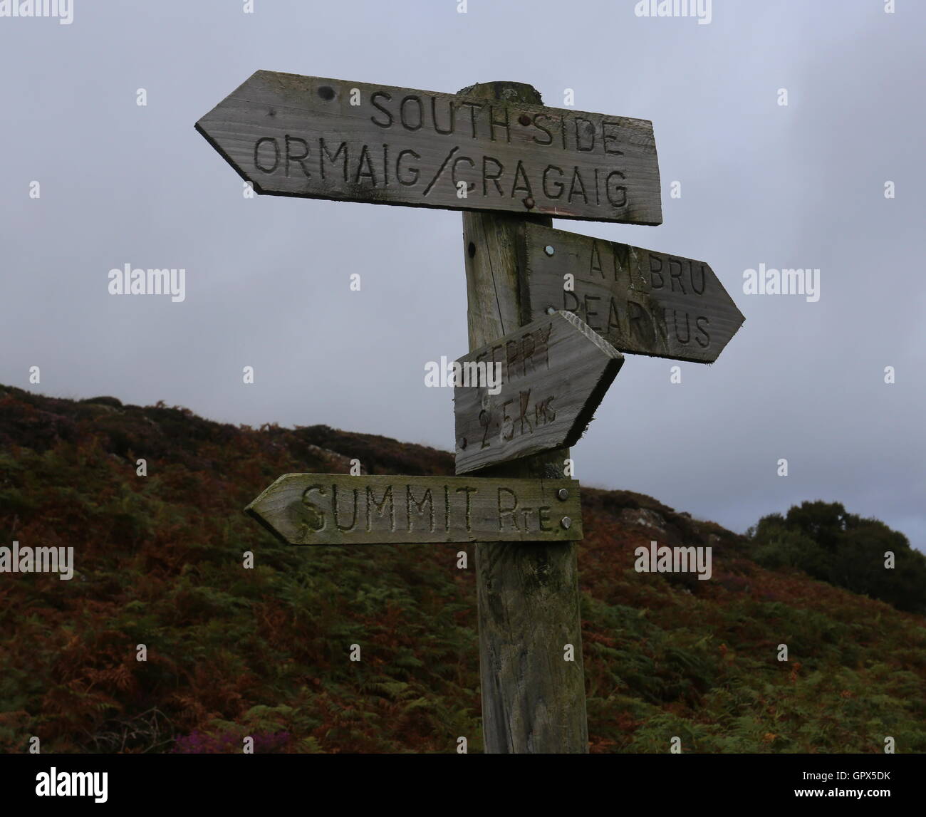 Signpost on Isle of Ulva Scotland September 2016 Stock Photo - Alamy