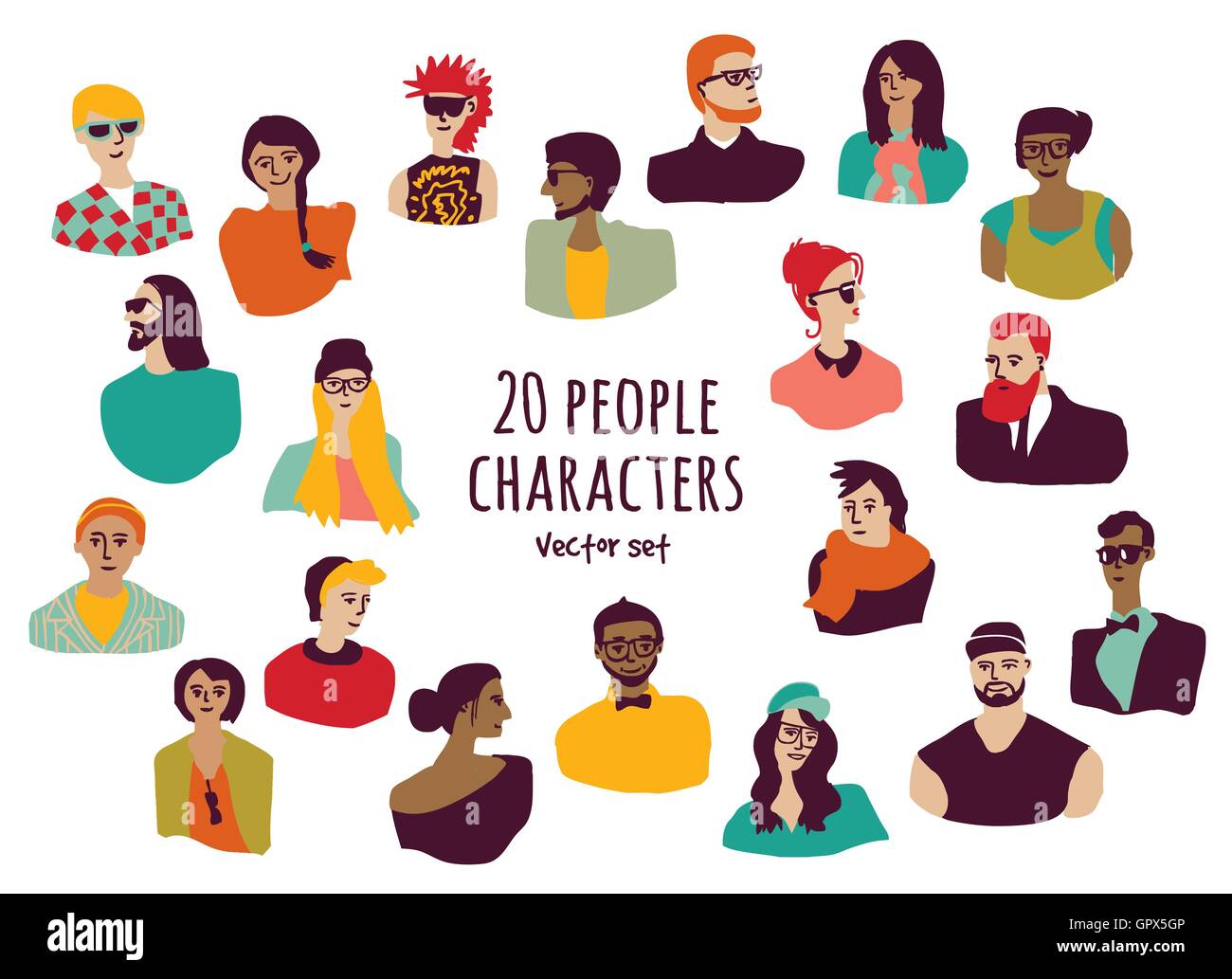 Young fashion people icons characters set isolate Stock Vector Image ...