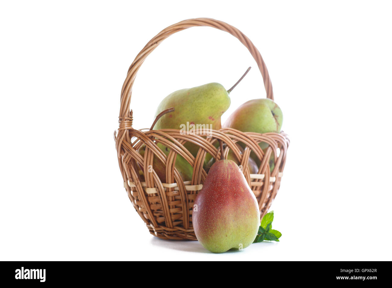Ripe pears in a basket Stock Photo - Alamy
