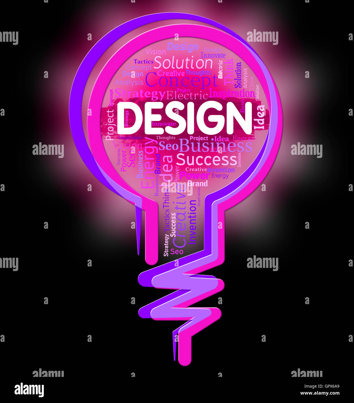 Design Lightbulb Representing Layout Plan And Develop Stock Photo - Alamy