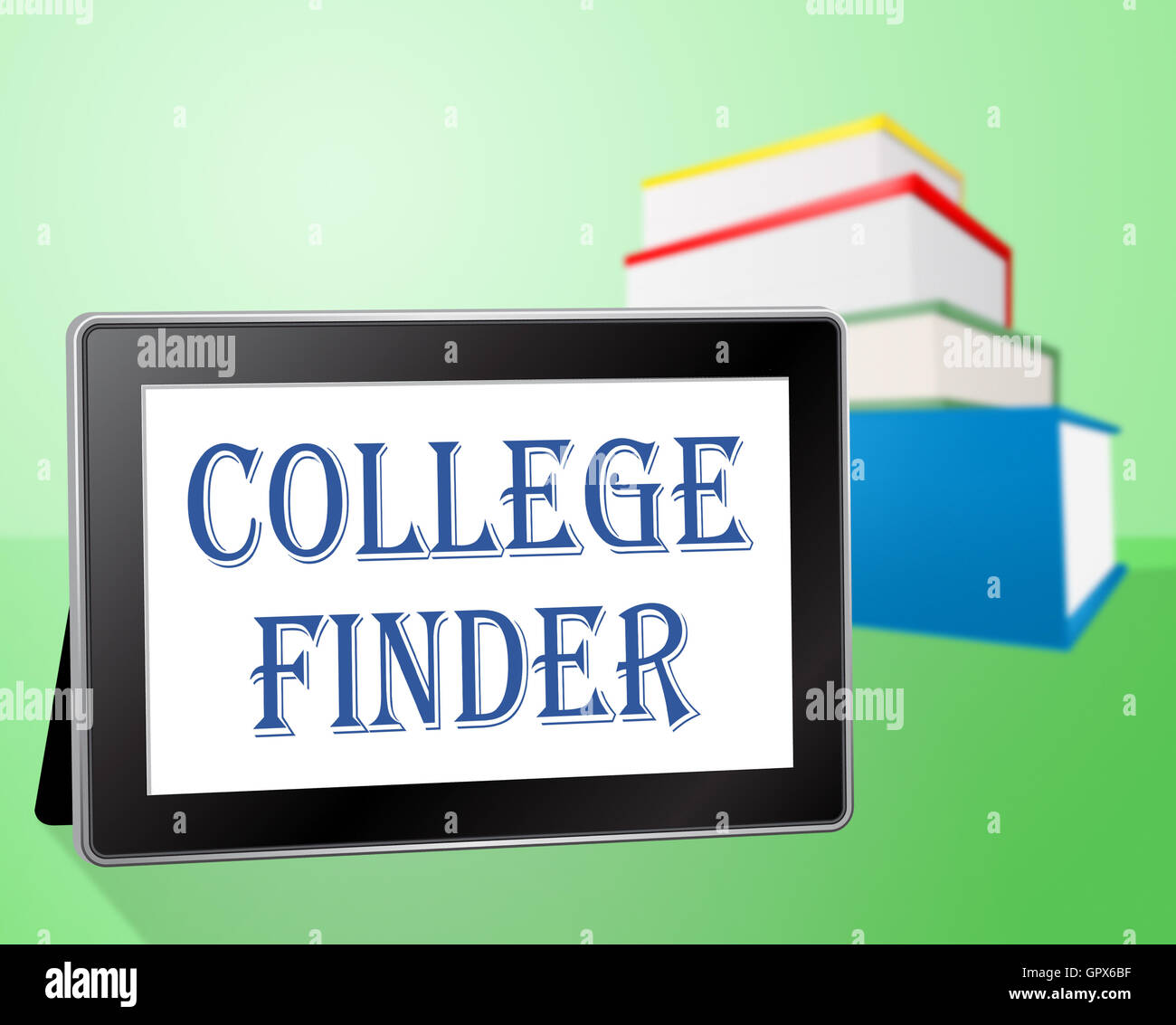 College Finder Indicating Search Out And Learn Stock Photo - Alamy