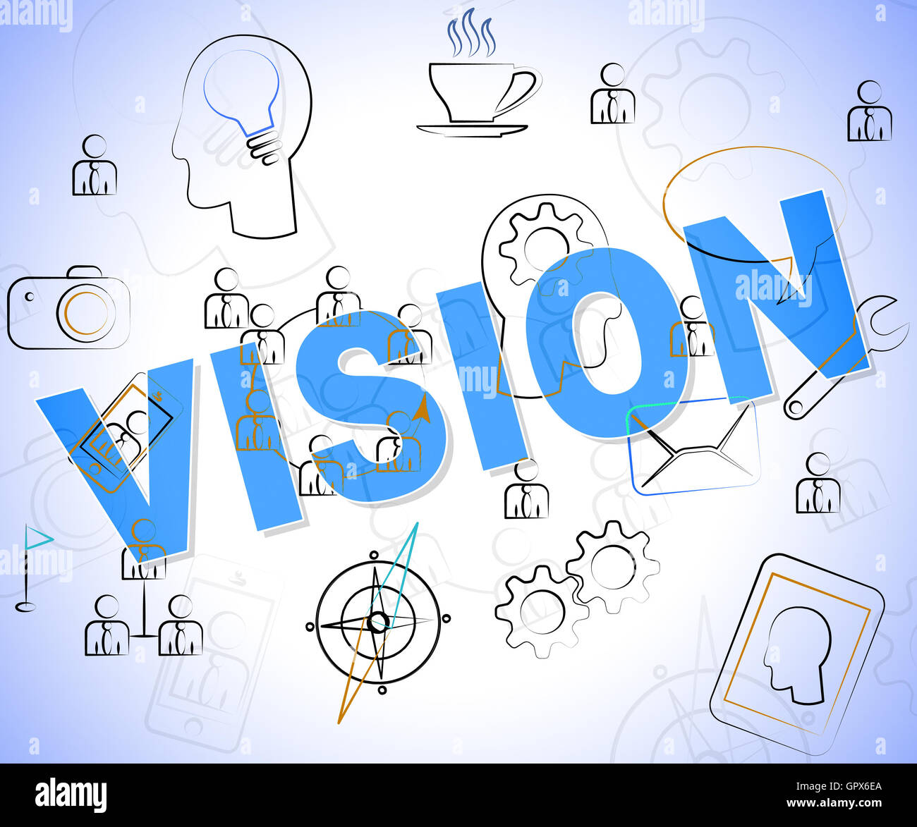 Vision Word Indicating Prediction Words And Missions Stock Photo - Alamy