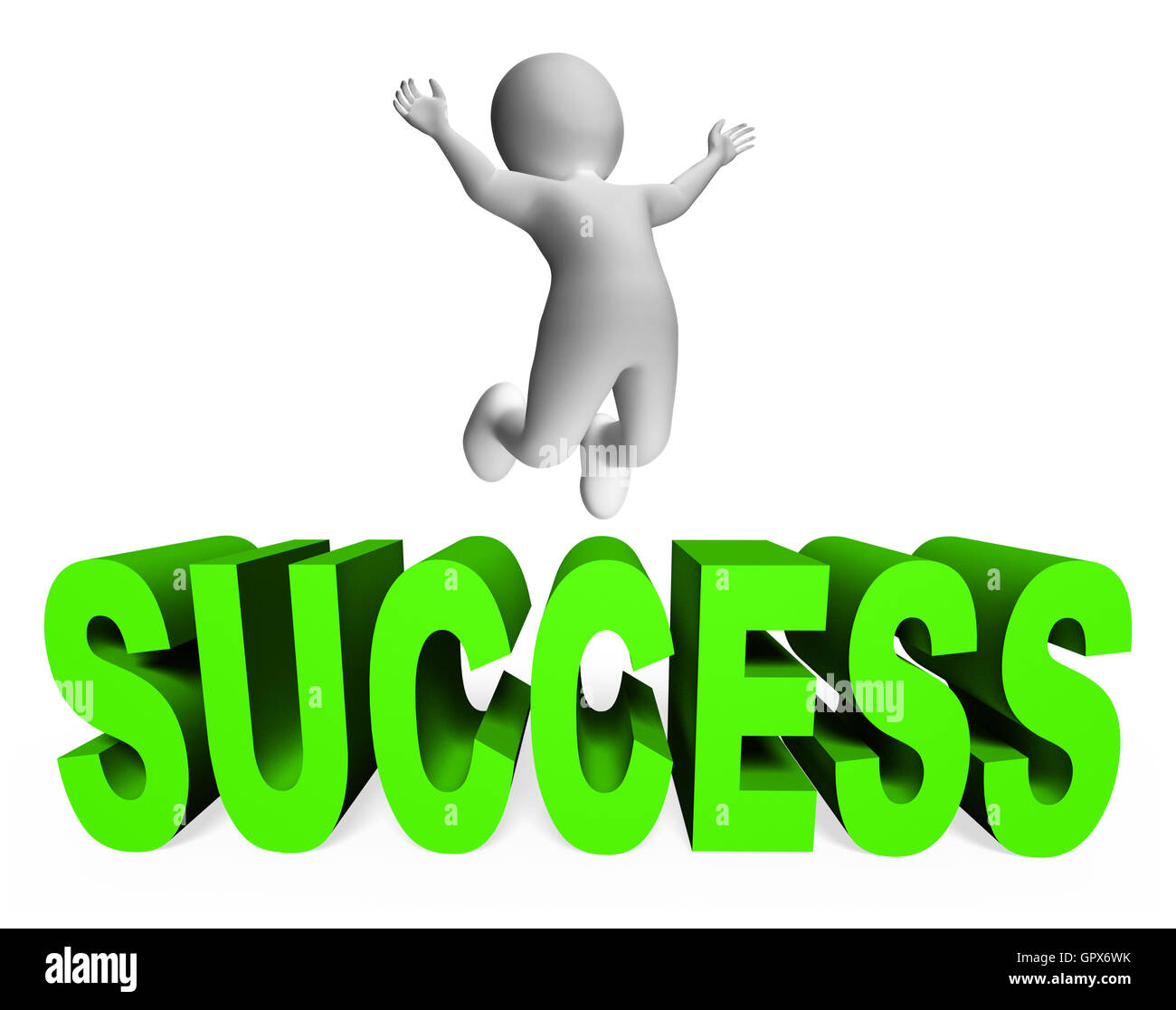 Success Character Meaning Triumphant Successful And 3d Rendering Stock ...