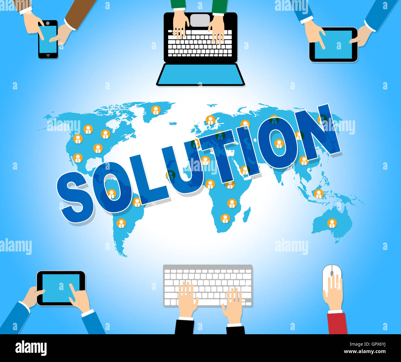 Online Solution Representing Network Goal And Www Stock Photo - Alamy
