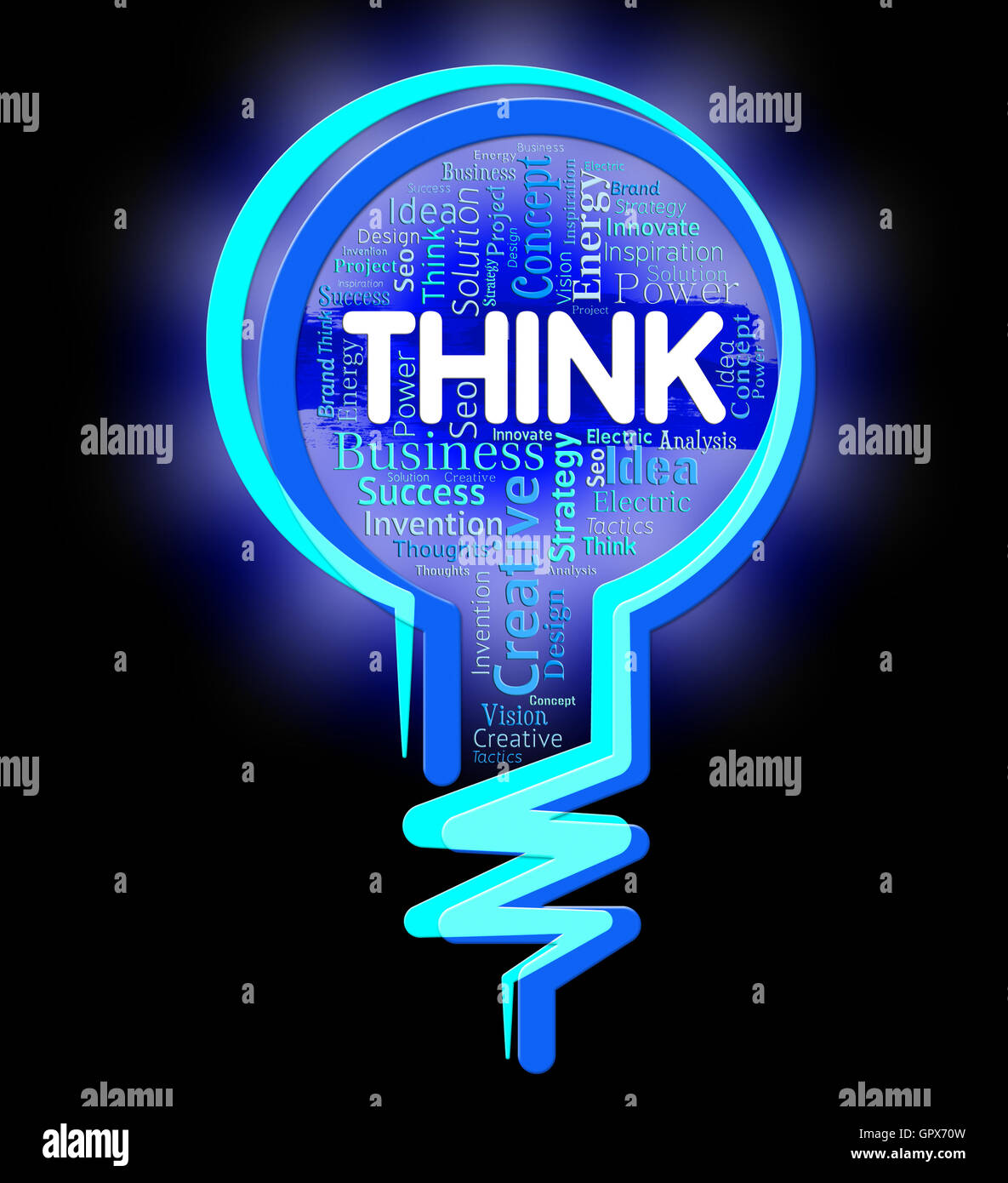 Think Lightbulb Showing Thinking Consideration And Plan Stock Photo - Alamy