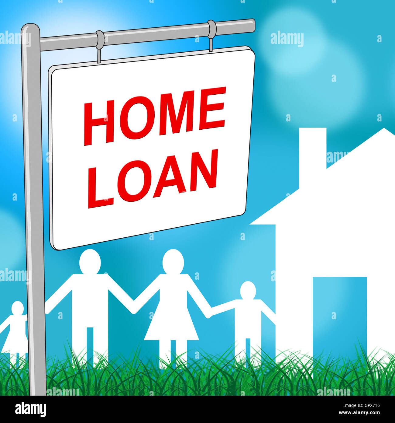 Home Loan Sign Showing House Board And Property Stock Photo - Alamy