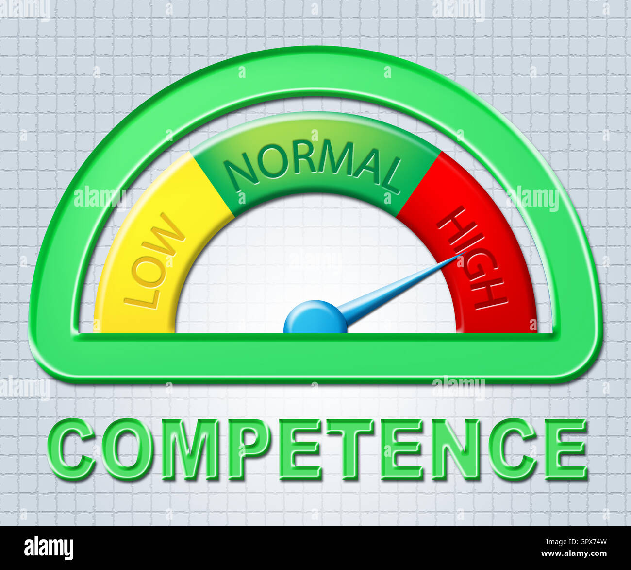 High Competence Indicating Skilfulness Gauge And Aptitude Stock Photo ...