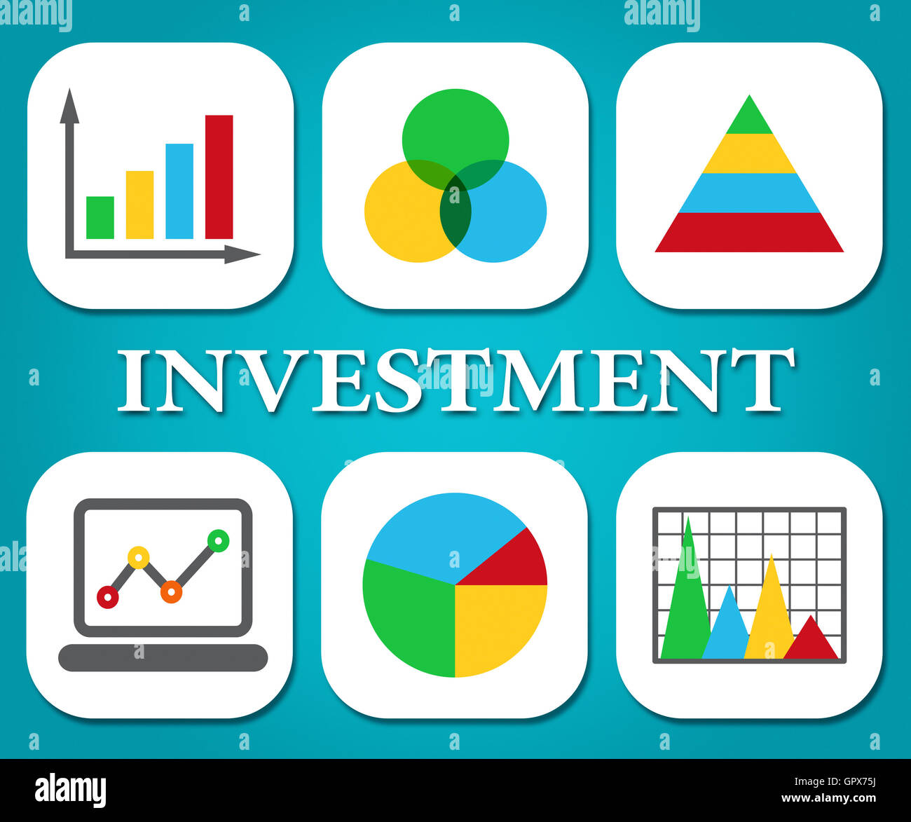 Investment Charts Indicating Business Graph And Graphs Stock Photo - Alamy