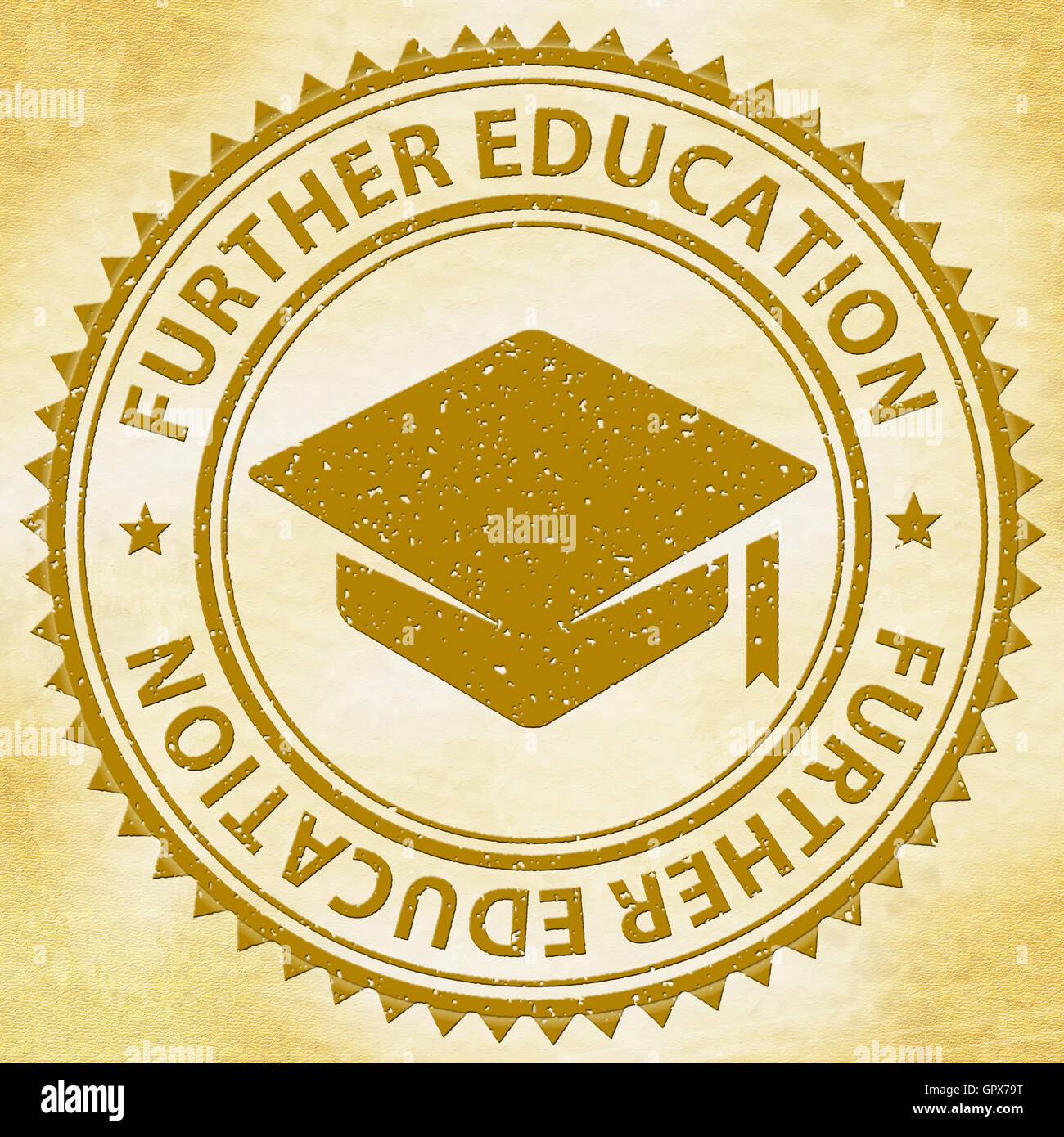 Further Education Indicating Study Tertiary And Stamped Stock Photo - Alamy