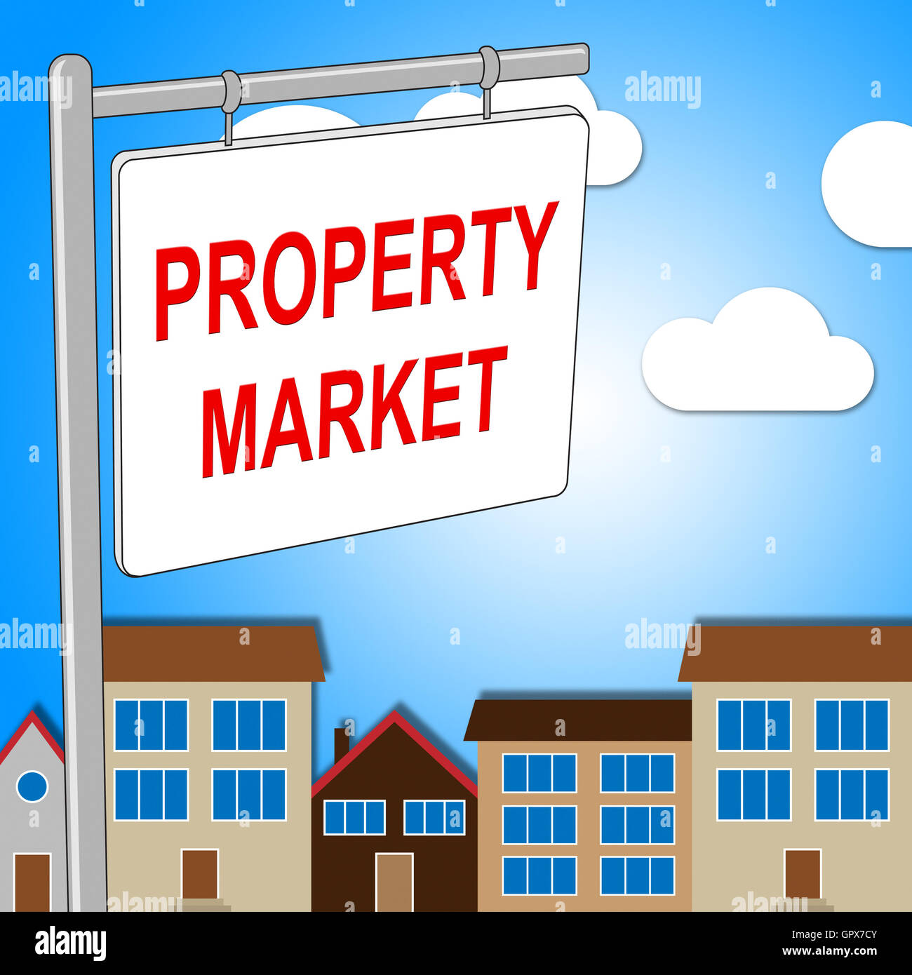 Property Market Sign Meaning Real Estate And Trade Stock Photo - Alamy