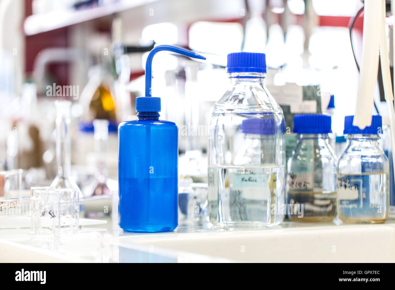 In modern chemistry/biology lab (shallow DOF; color toned image Stock ...