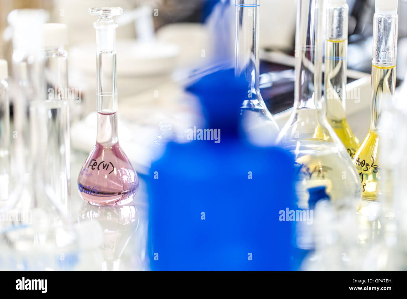 In modern chemistry/biology lab (shallow DOF; color toned image Stock ...