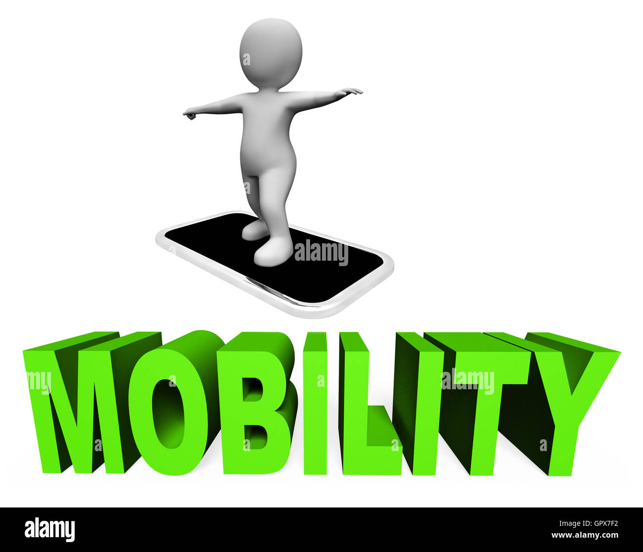 Online Mobility Showing Mobile Phone And Characters 3d Rendering Stock ...