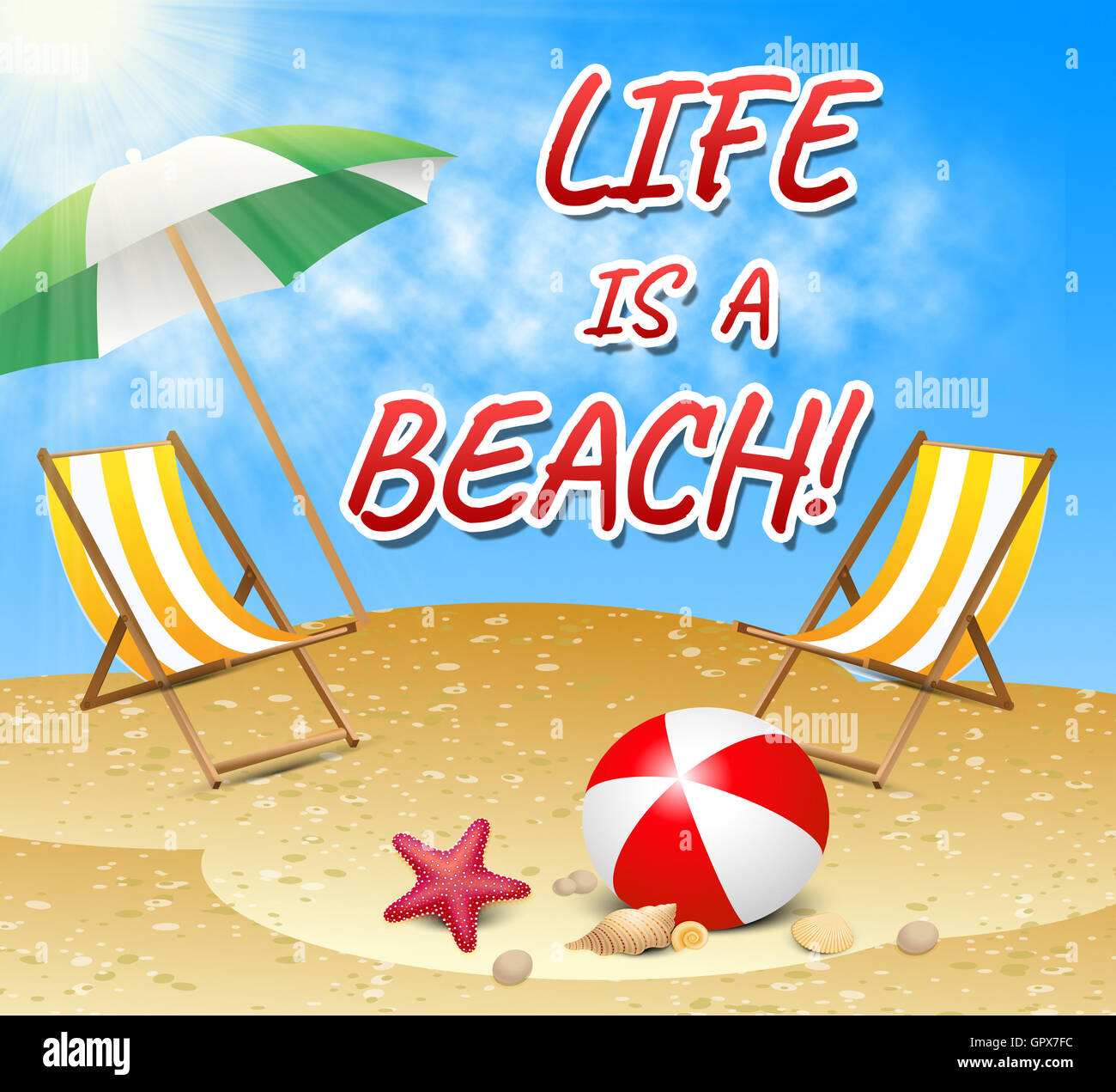 Life A Beach Representing Summer Time And Sunshine Stock Photo - Alamy