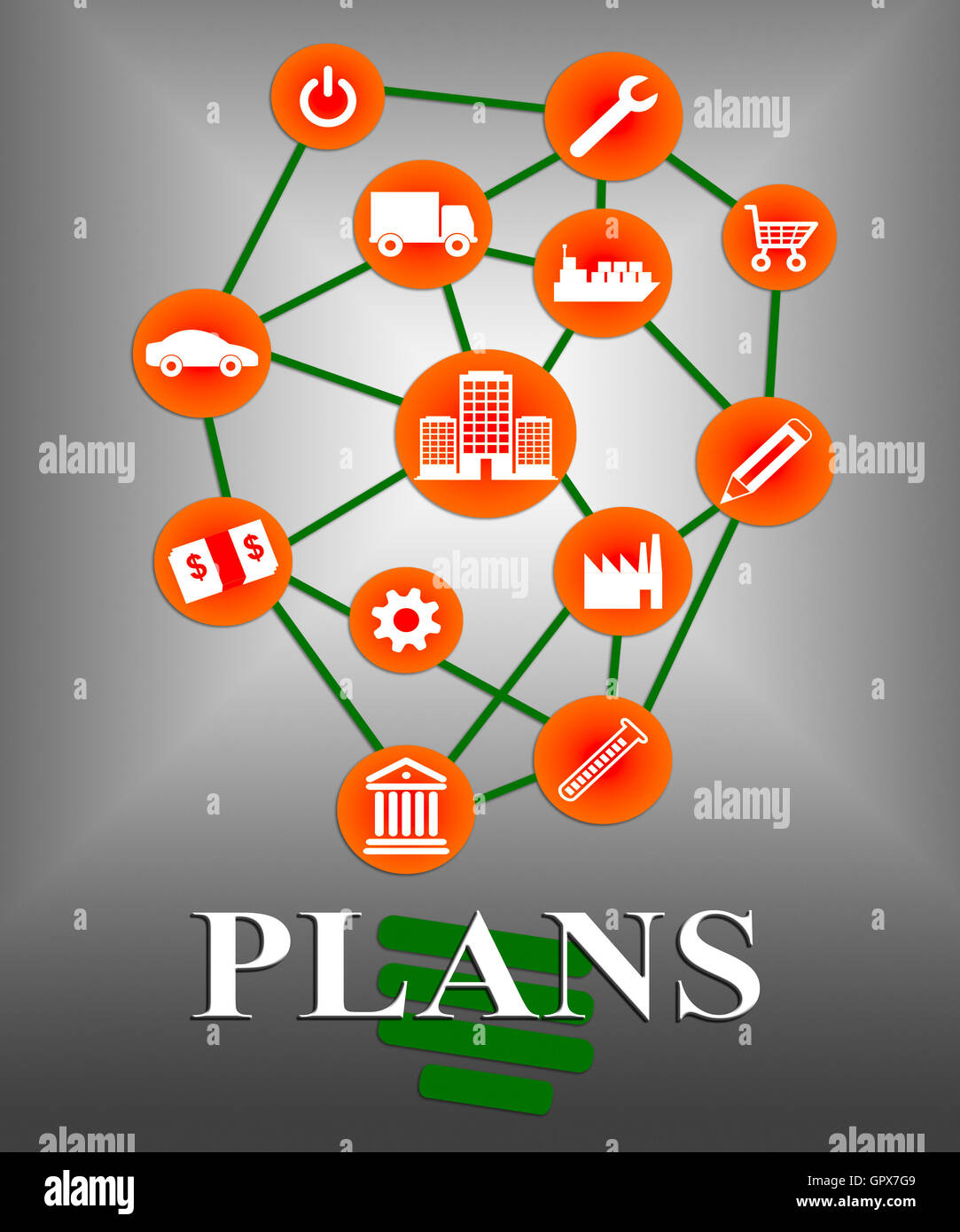 Plans Icons Representing Target Organizing And Planner Stock Photo - Alamy