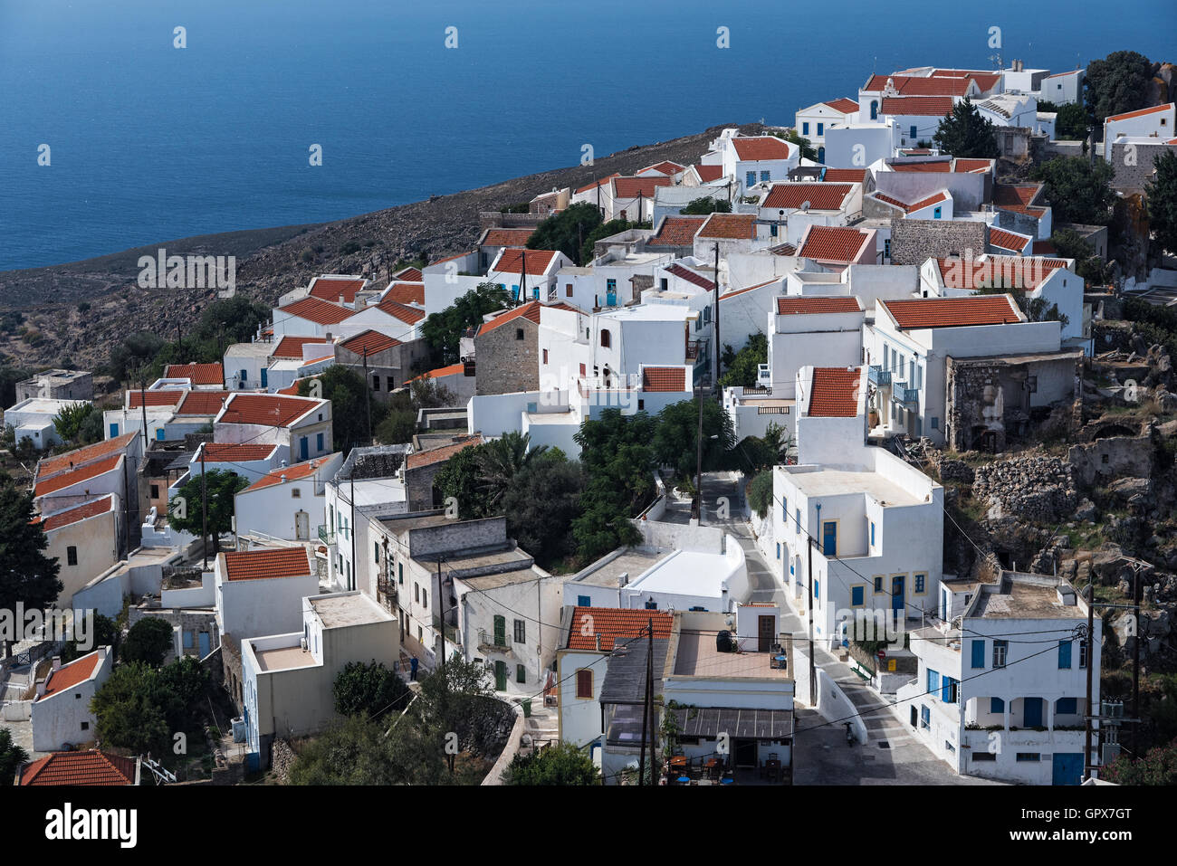 View of the traditional village of Nikia in Nisyros island, Greece ...