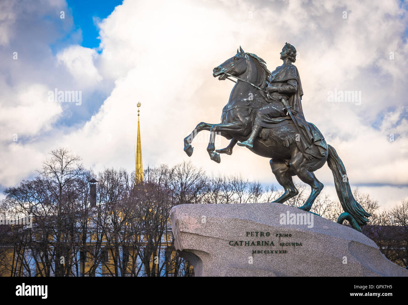 Bronze Horseman monument, Saint Petersburg, Russia (1782 Stock Photo ...