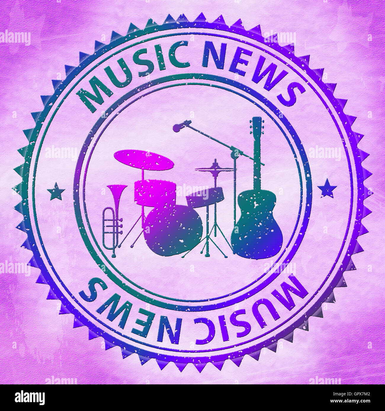 Music News Indicating Social Media And Article Stock Photo - Alamy