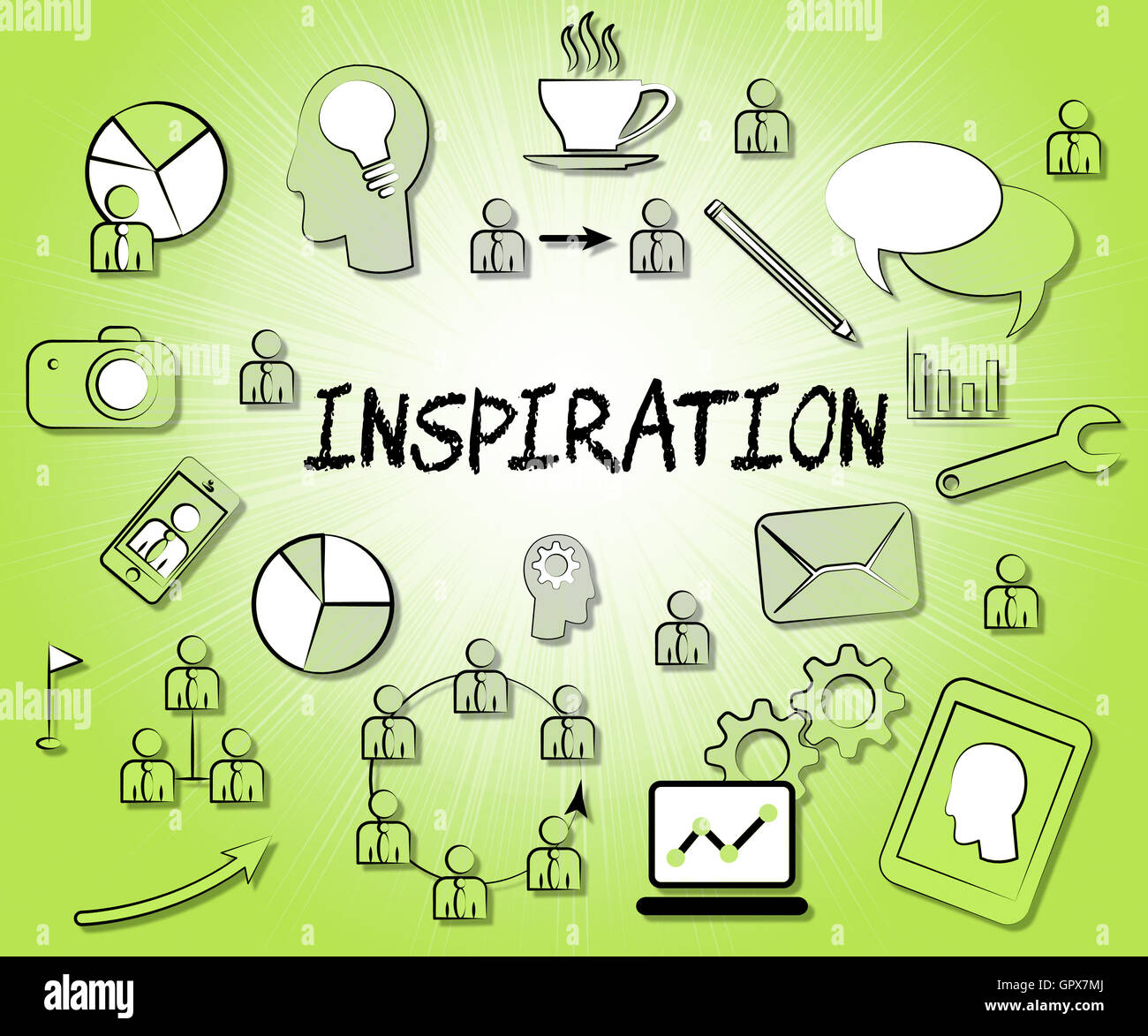 Inspiration Icons Showing Goal Symbols And Innovation Stock Photo - Alamy