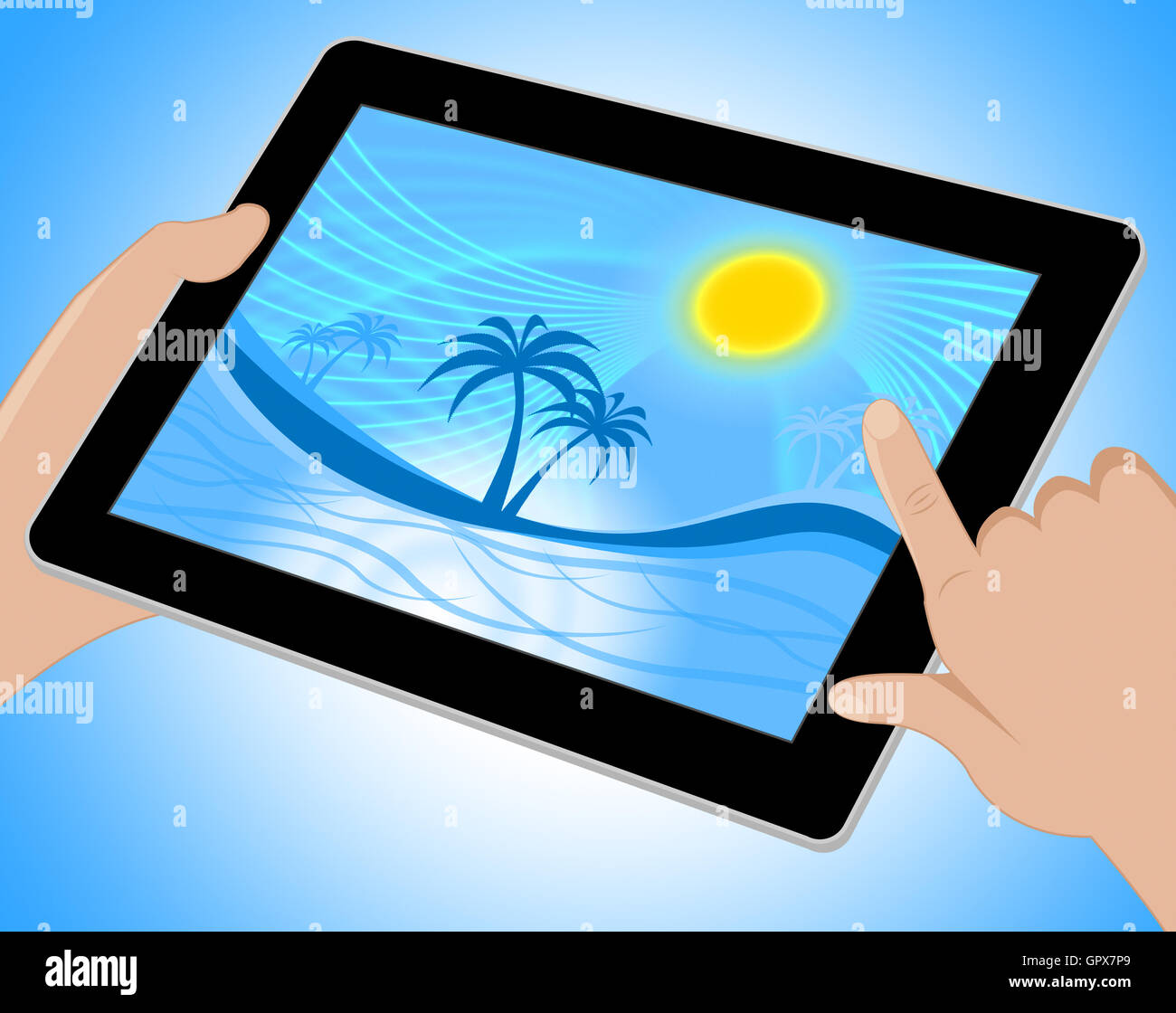 Palm Tree Representing Tropical Tropic And Scenic Tablet Stock Photo ...