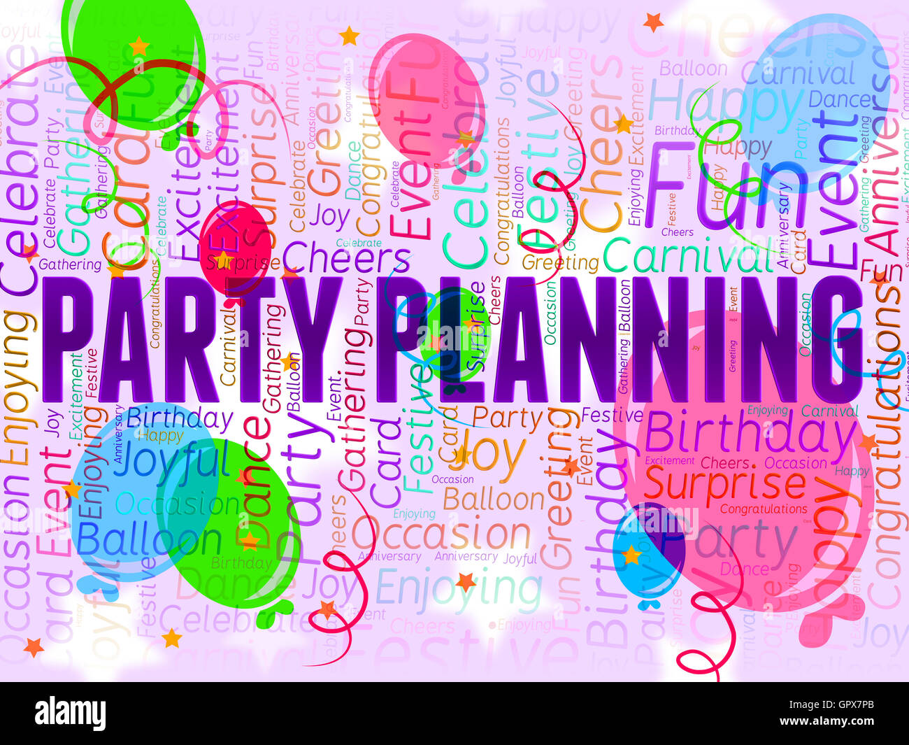 Party Planning Meaning Fun Parties And Event Stock Photo - Alamy