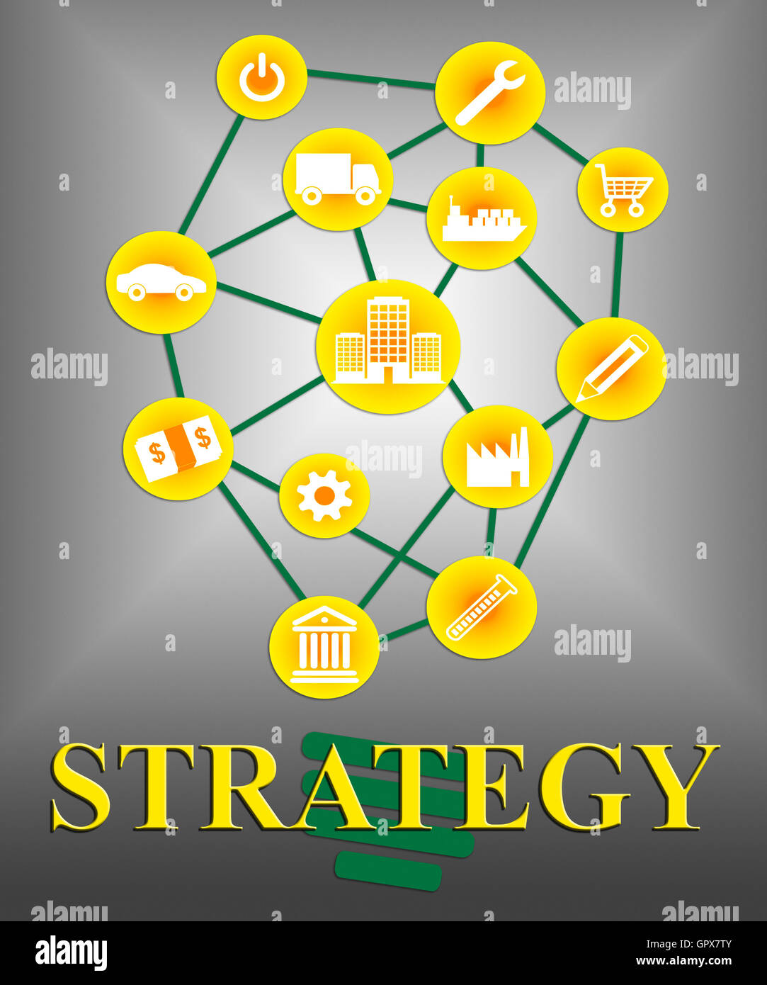 Strategy Icons Indicating Tactics Solutions And Vision Stock Photo - Alamy