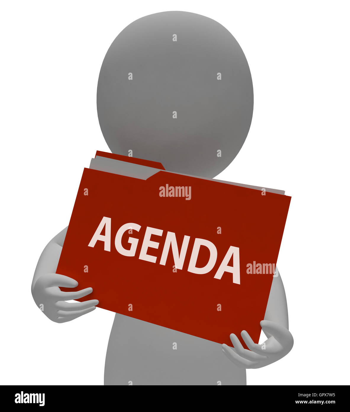 Agenda Folder Showing Organized Goals And Timetable 3d Rendering Stock ...