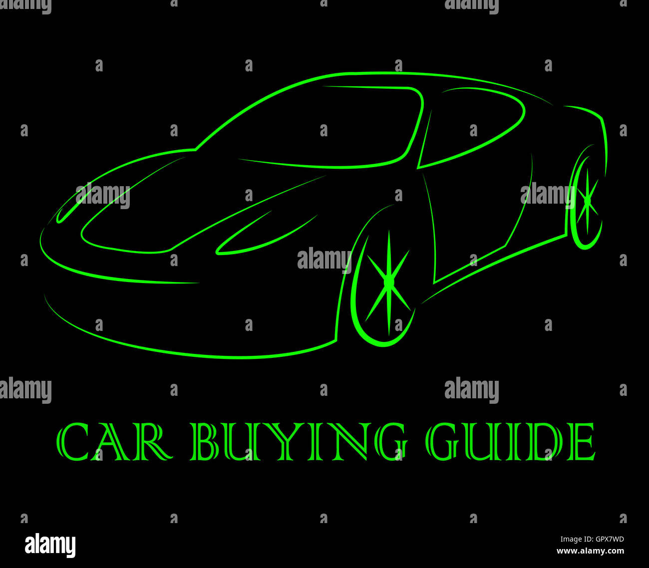 Car Buying Guide Showing Purchase Vehicles And Guides Stock Photo - Alamy
