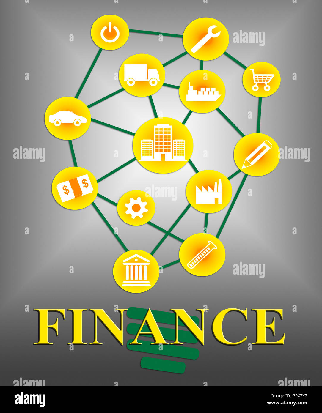 Finance Icons Indicating Money Figures And Profit Stock Photo - Alamy