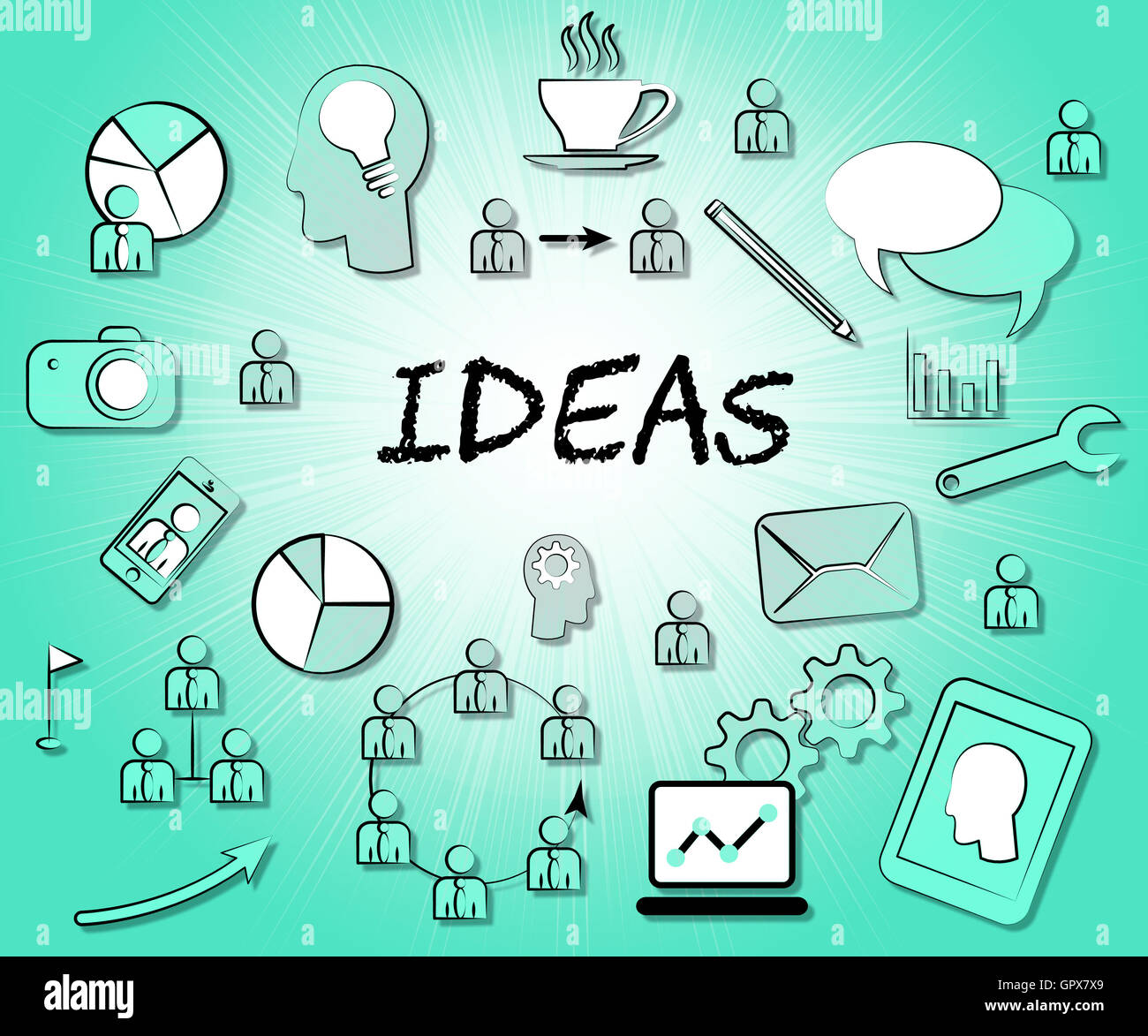 Ideas Icons Showing Contemplate Considering And Innovation Stock Photo ...