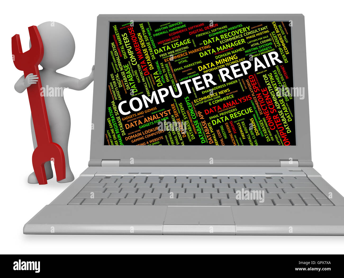 Computer Repair Representing Mend Reconditions And Pc 3d Rendering ...