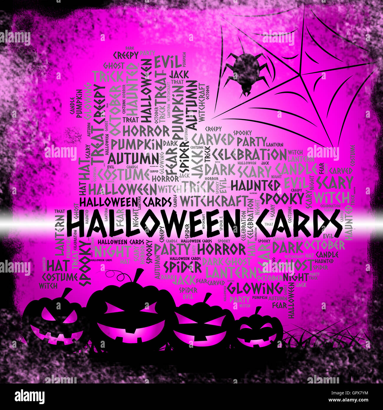 Halloween Cards Meaning Trick Or Treat And Haunted Celebration Stock ...