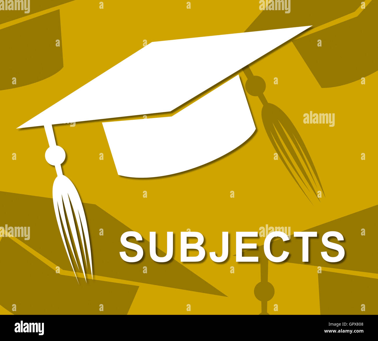 Subjects Mortarboard Indicating Development Topic And Education Stock ...