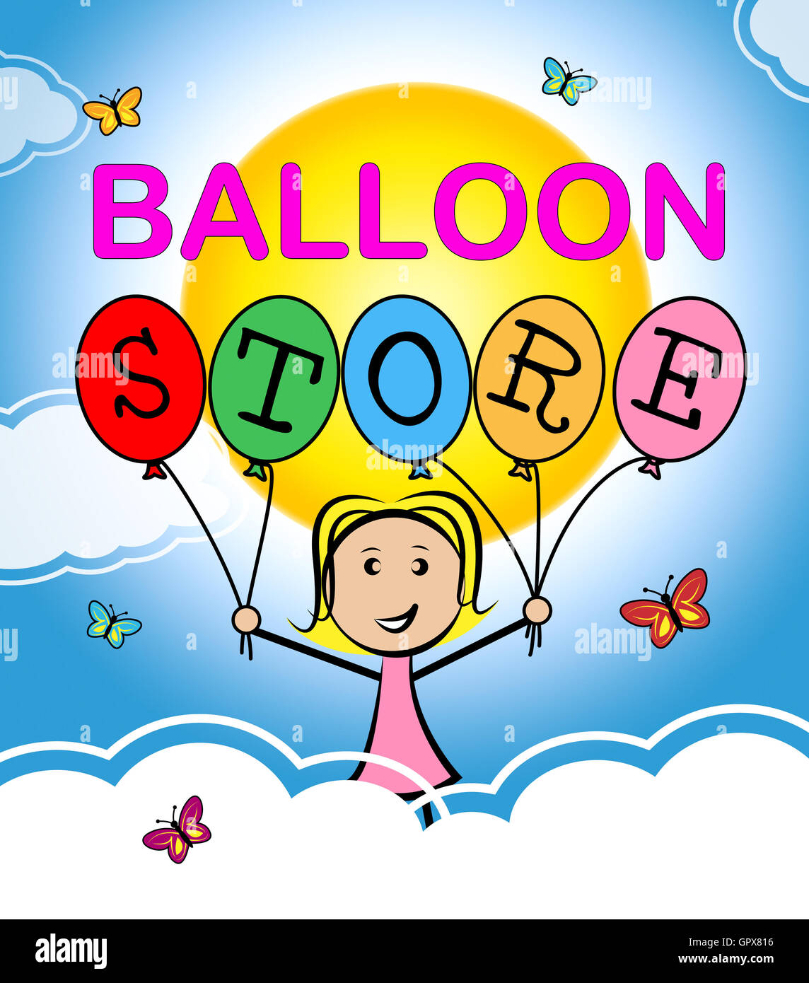 Balloon Store Representing Buy It And Decoration Stock Photo - Alamy