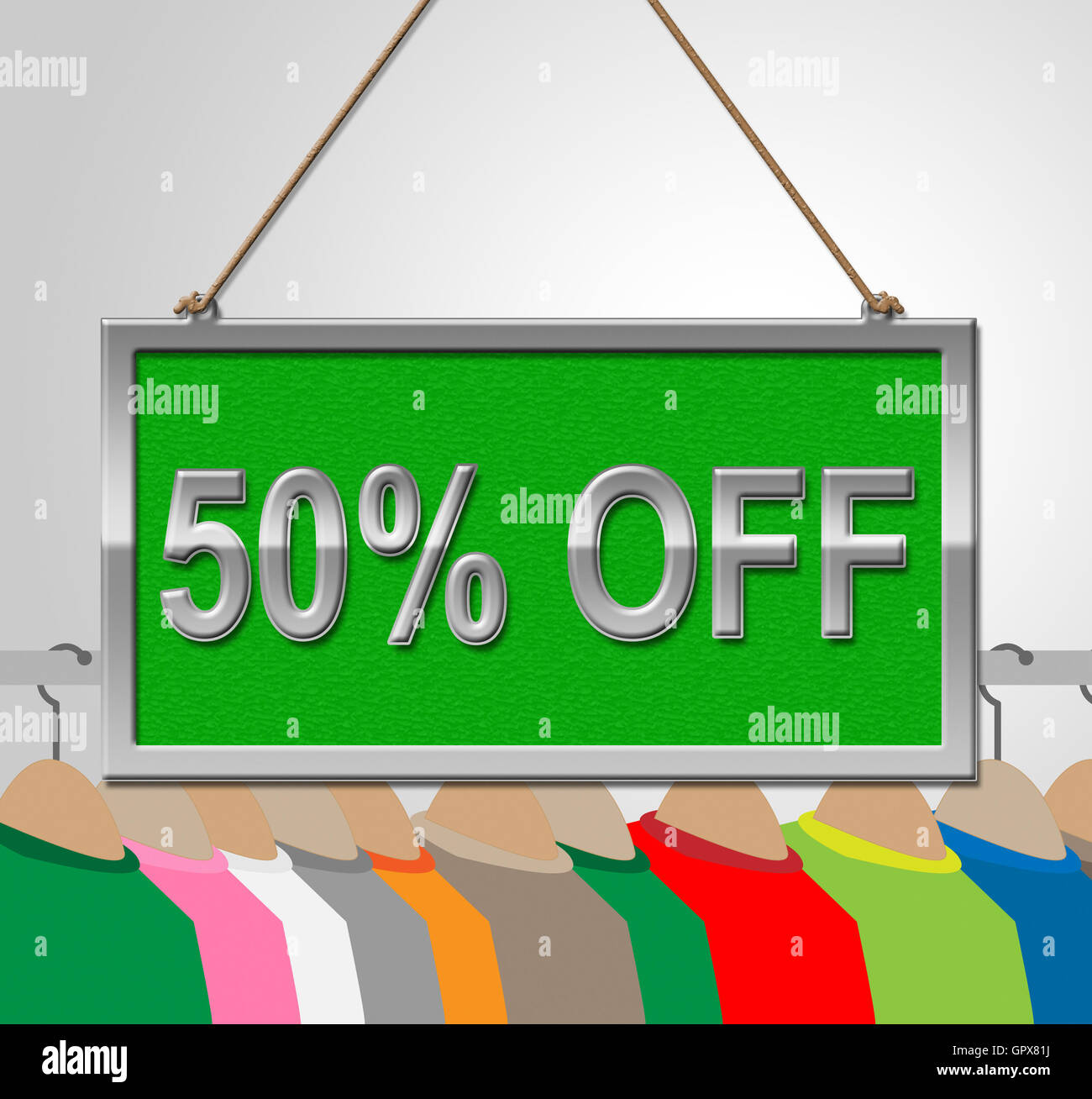 Fifty Percent Off Indicating Half Price And Template Stock Photo - Alamy