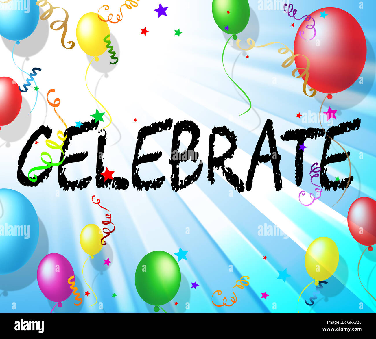 Celebrate Balloons Meaning Celebrating Cheerful And Parties Stock Photo ...
