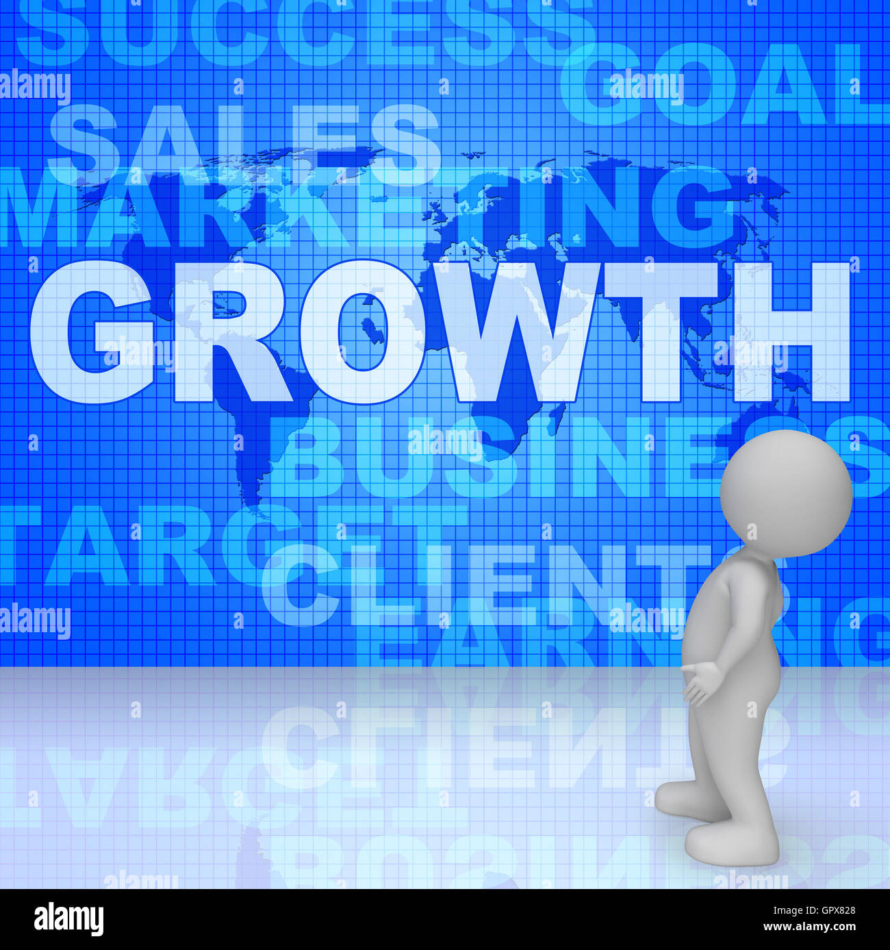 Growth Words Showing Rising Progress And Improve 3d Rendering Stock ...