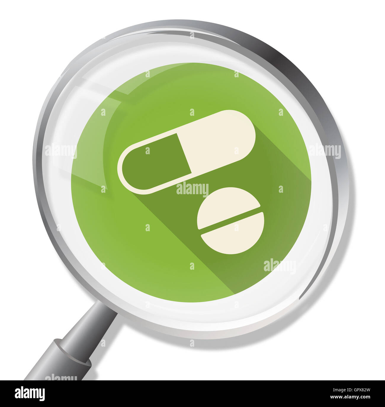 Pills Magnifier Showing Treatment Medication And Pharmaceutical Stock ...