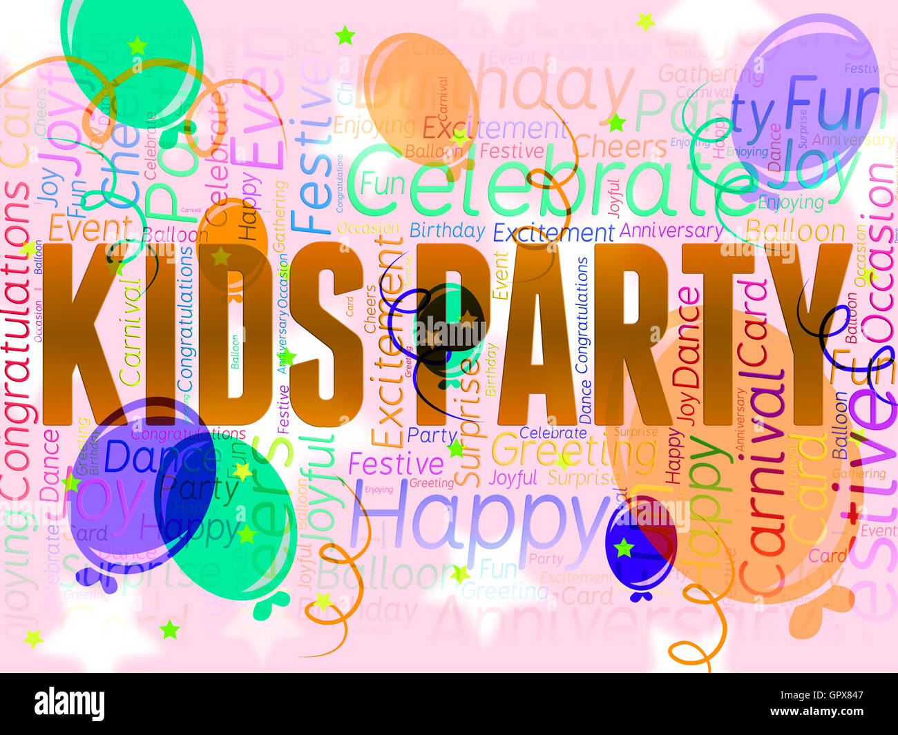 Kids Party Representing Parties Celebrations And Youngsters Stock Photo ...