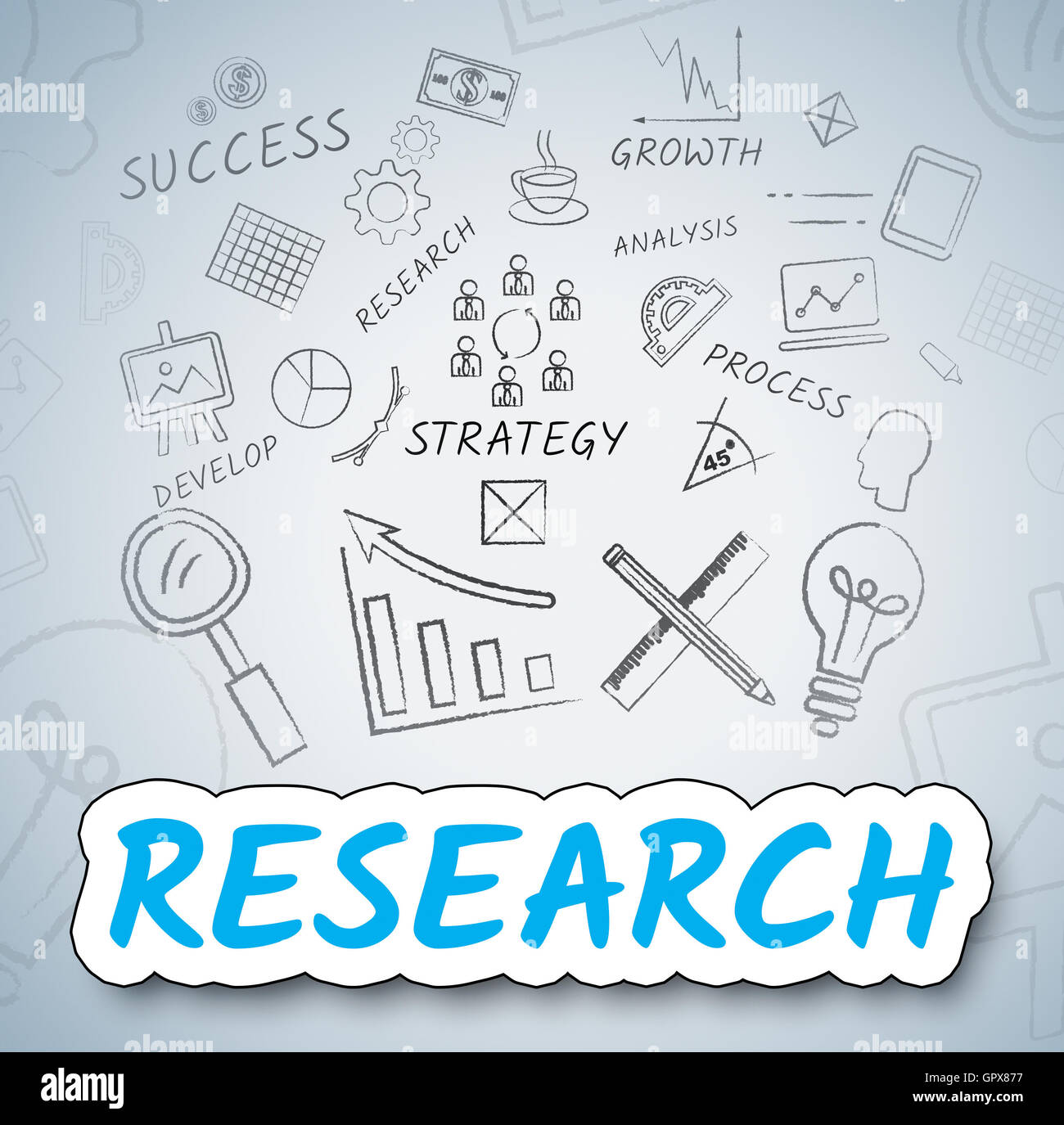 Research Ideas Indicating Gathering Data And Considerations Stock Photo ...