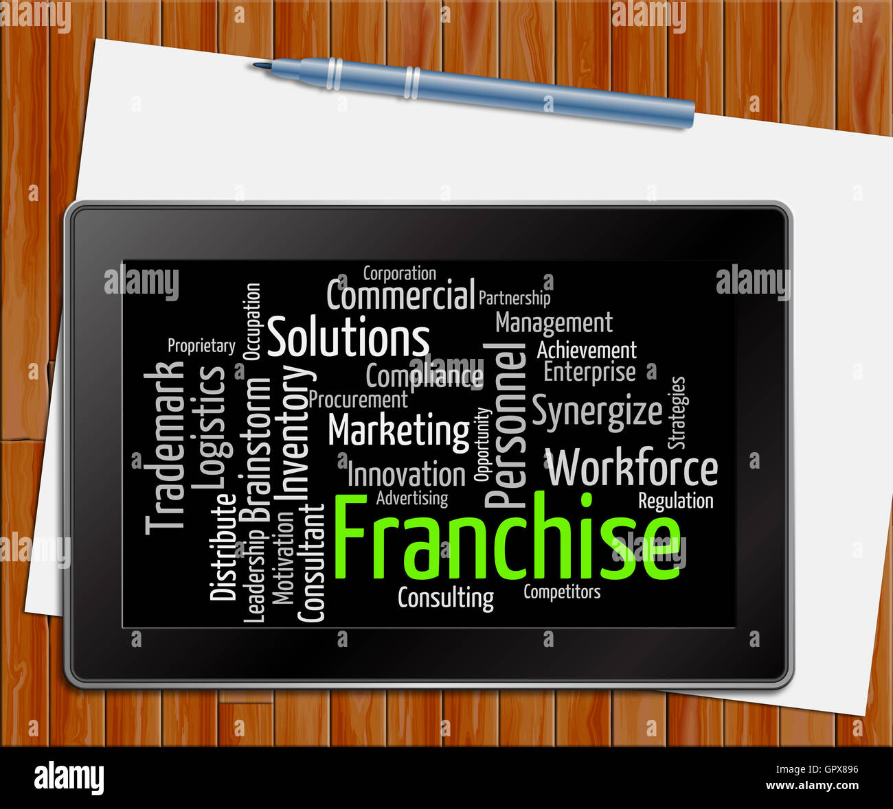 Franchise Word Indicating Franchised Prerogative And Licence Tablet ...