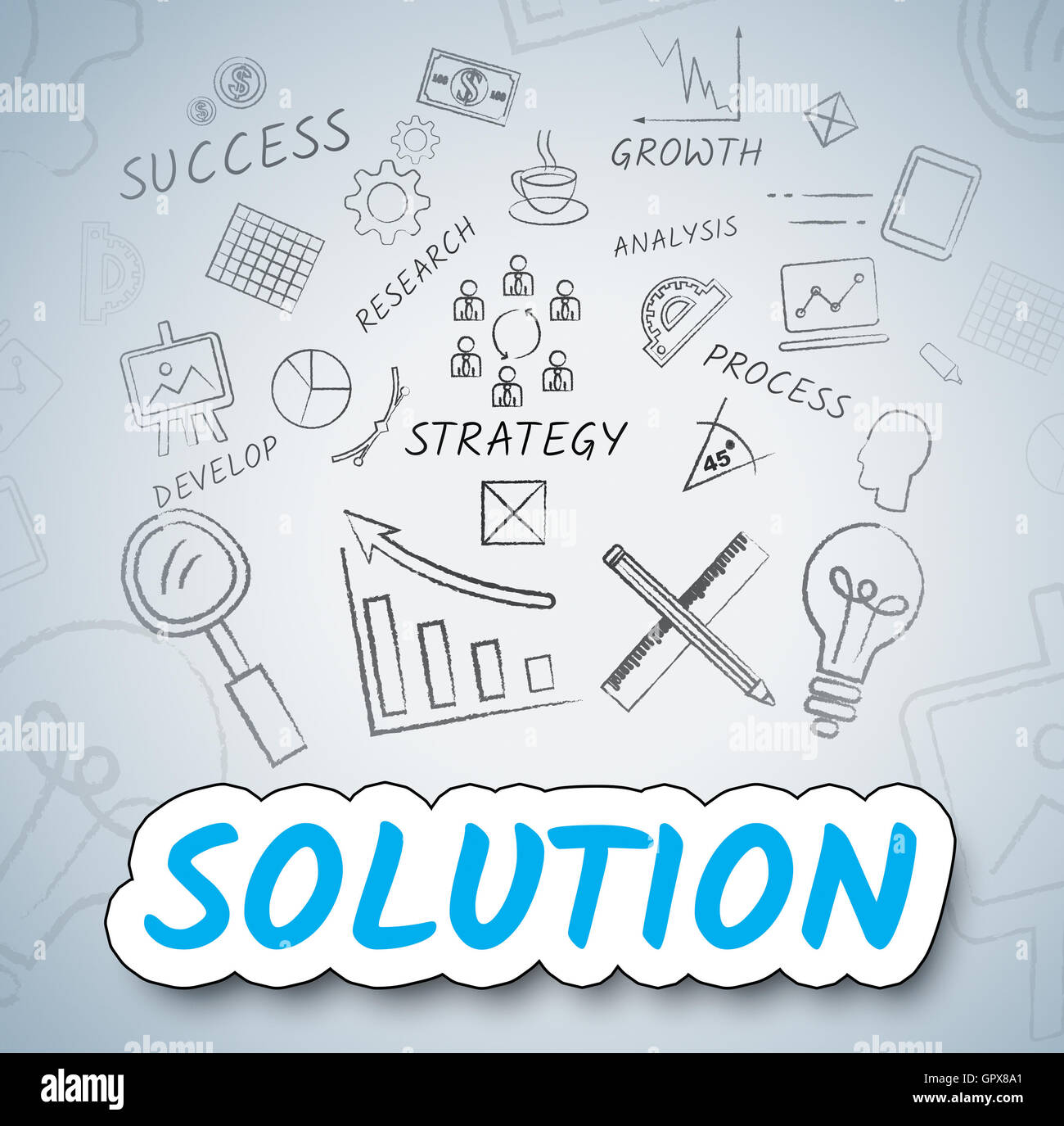 Solution Ideas Indicating Resolution Solve And Innovations Stock Photo ...