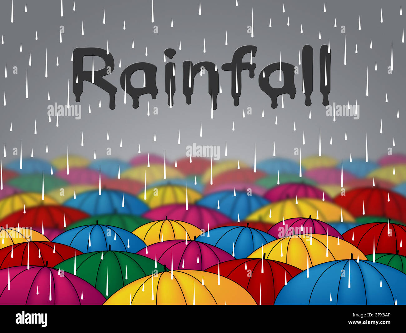 Rainfall Umbrellas Showing Showers Rains And Parasol Stock Photo - Alamy
