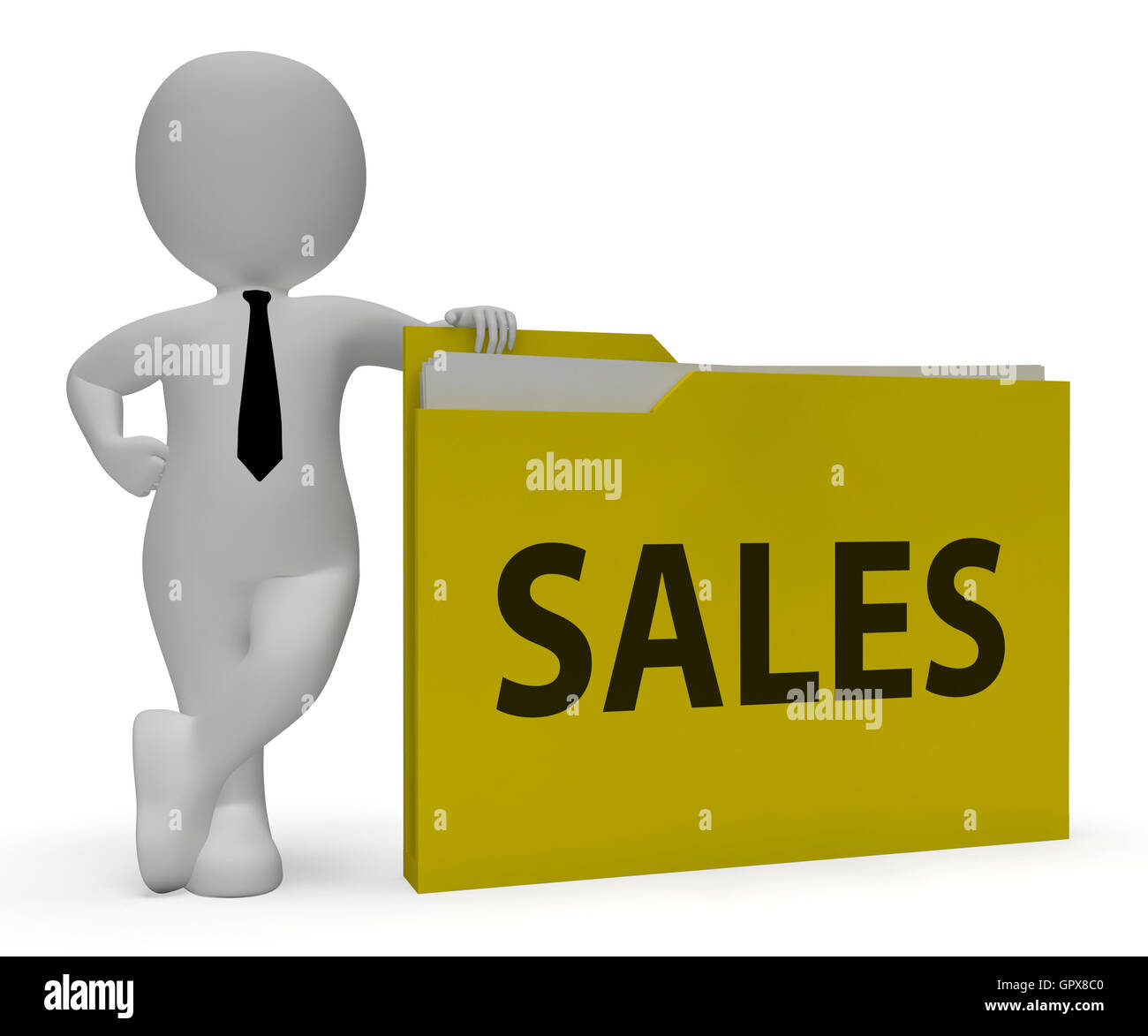 Sales Folder Indicating Office Organization And Promotion 3d Rendering ...