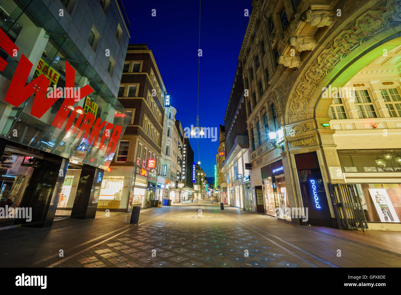 Dortmund, AUG 31: Some beautiful night street view of Dortmund downtown ...