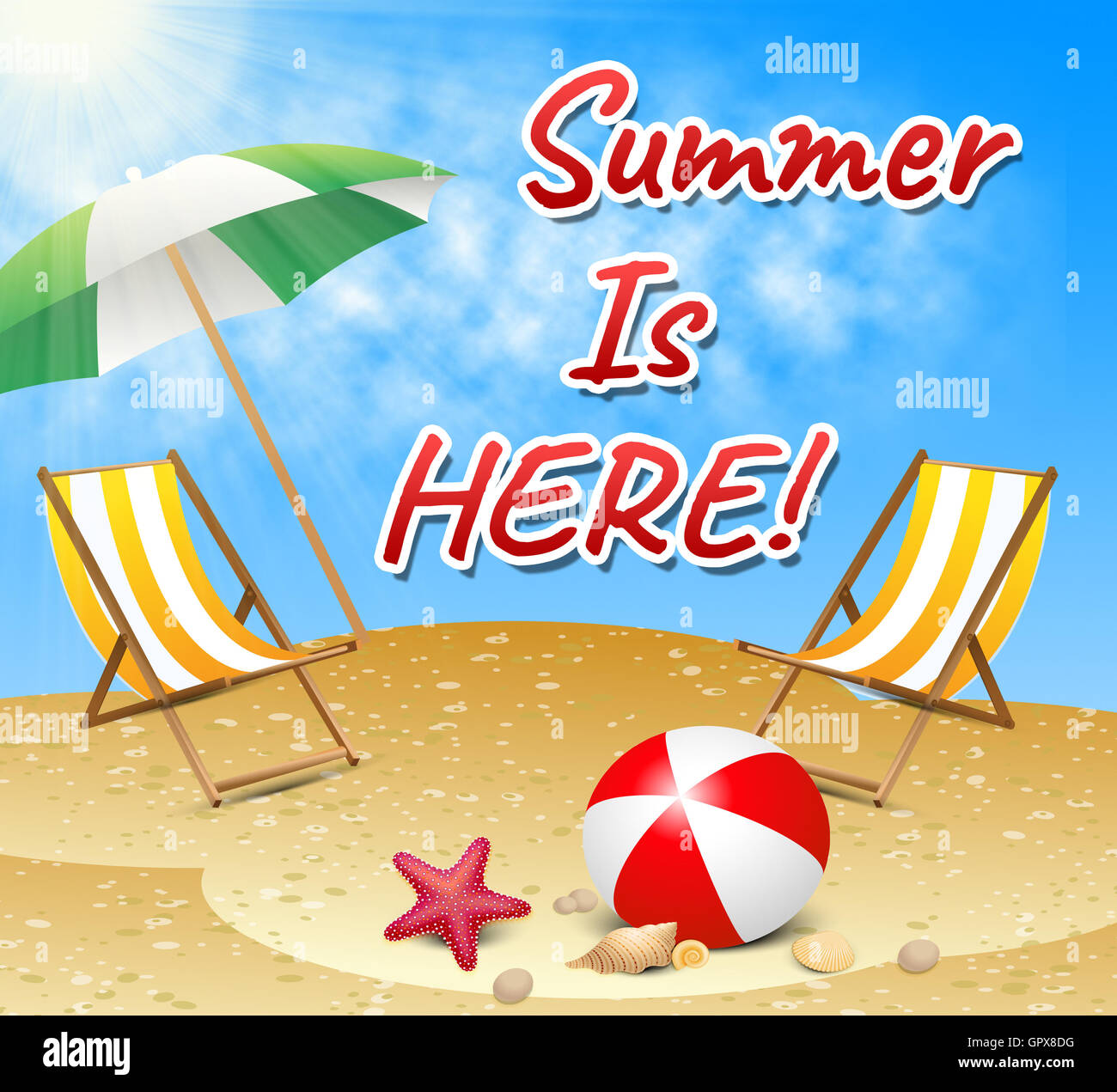 Summer Is Here Indicating At Present And Seaside Stock Photo - Alamy