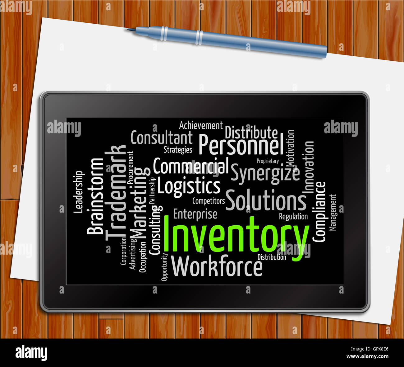 Inventory Word Indicating Stock Product And Words Tablet Stock Photo ...