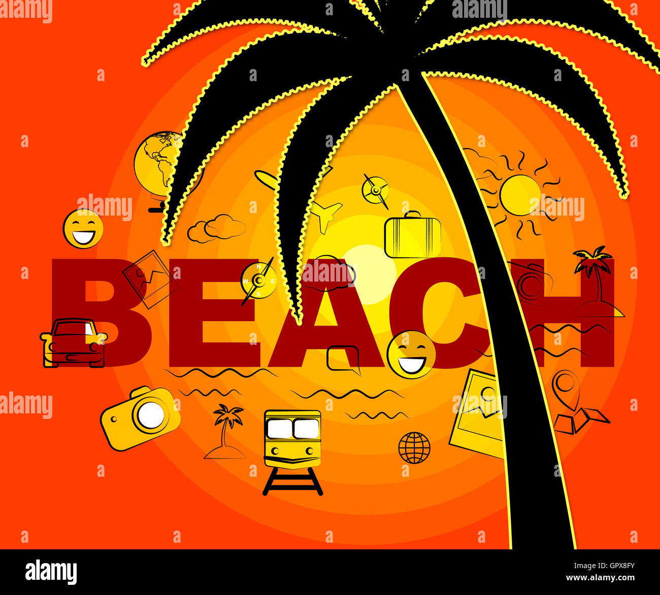 Beach seaside seashore symbols hi-res stock photography and images - Alamy